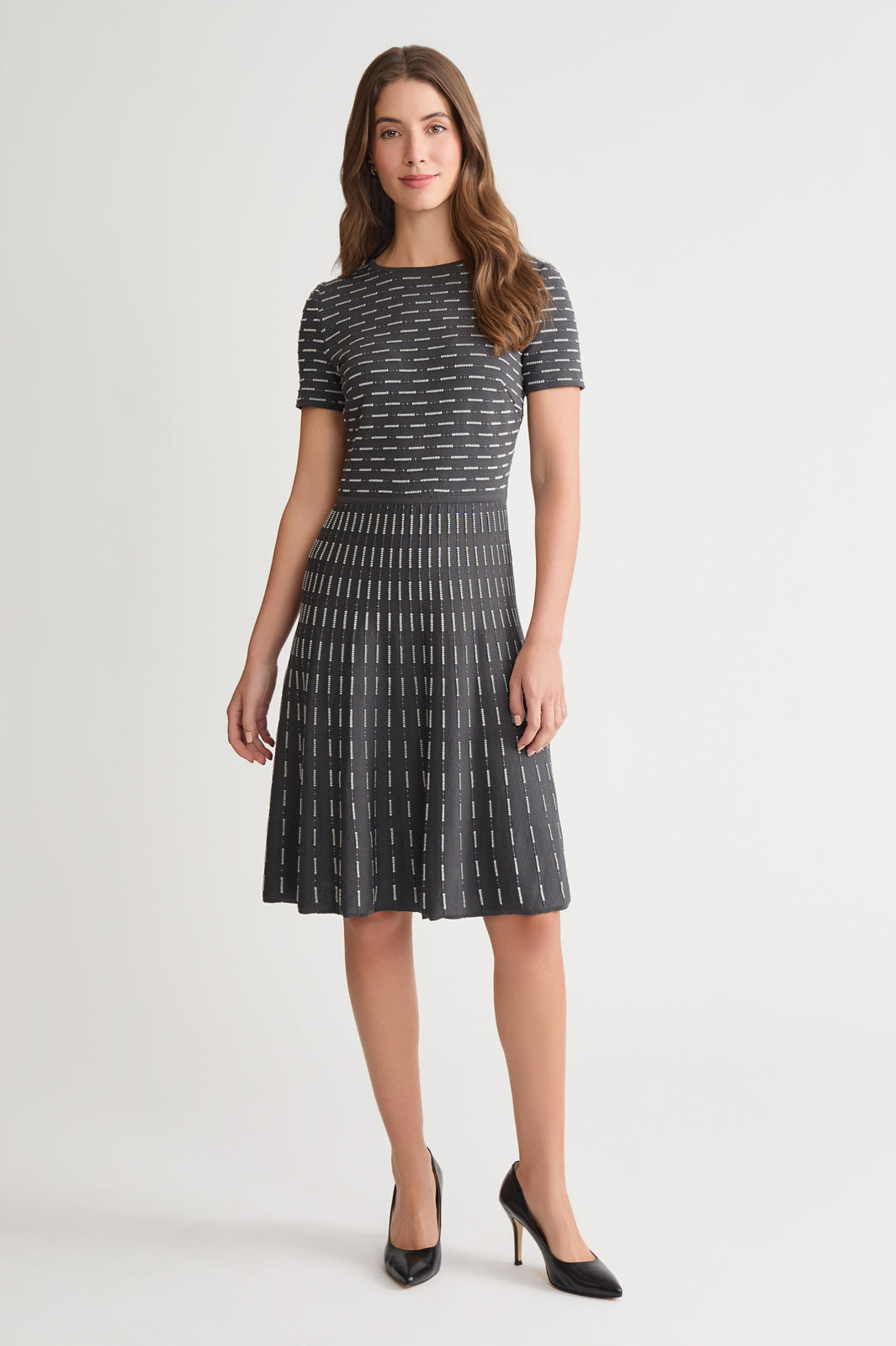 Fit-N-Flare Digital Dash Soft Knit Dress | Ming Wang