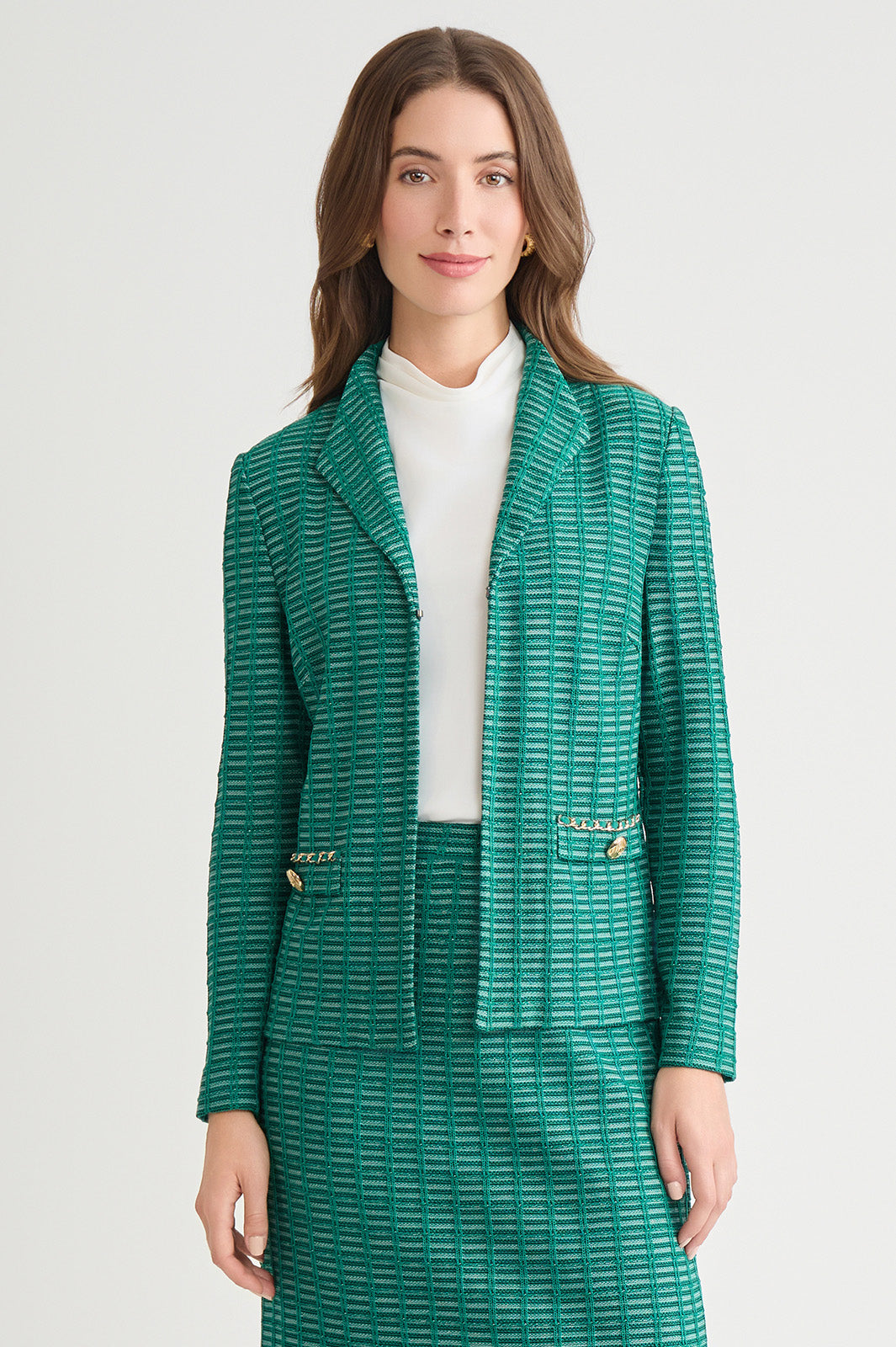 Heritage Chain Trim Ottoman Knit Jacket | Ming Wang