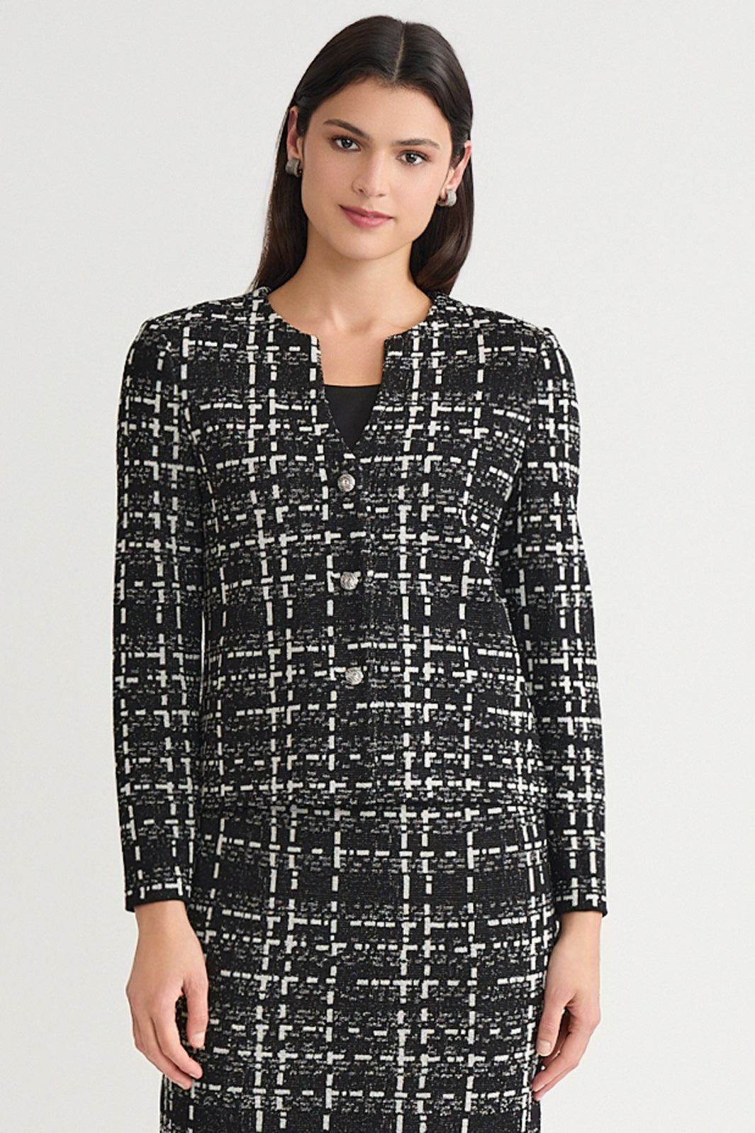 Heritage Checkered Jacquard Knit Jacket | Ming Wang